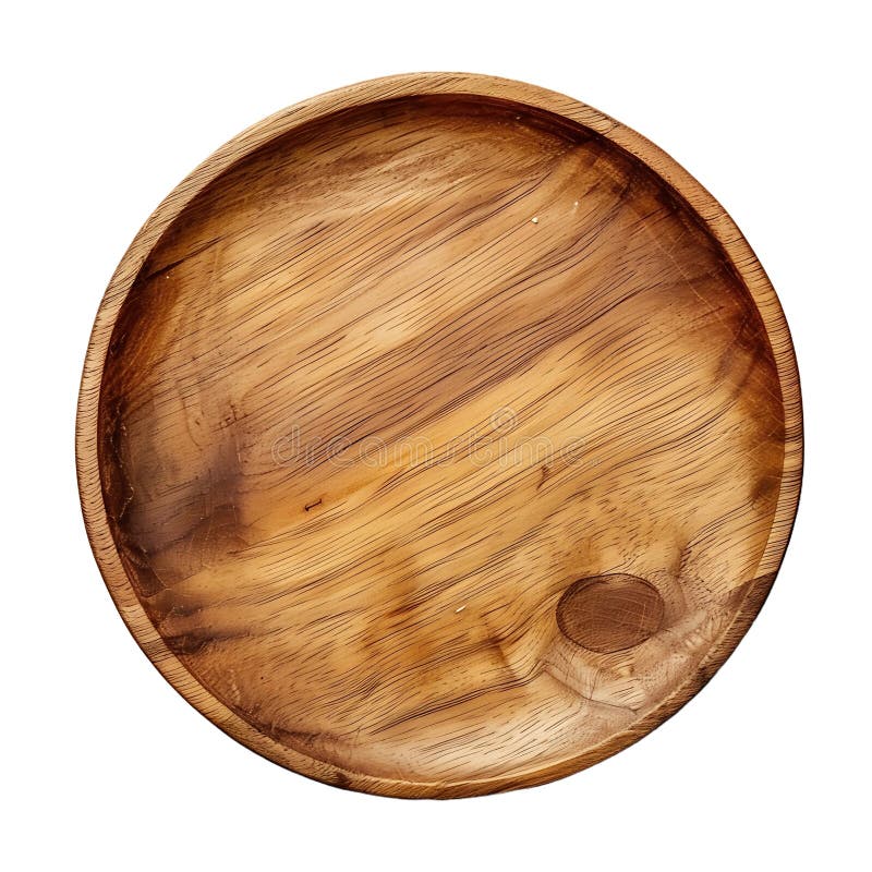 Top View Wooden Plate Dish Wood Texture on White Background Stock Image ...