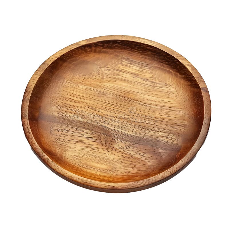 Top View Wooden Plate Dish Wood Texture on White Background Stock Image ...