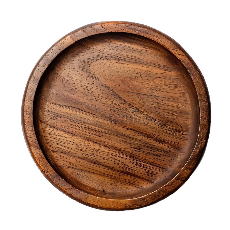 Top View Wooden Plate Dish Wood Texture on White Background Stock Photo ...