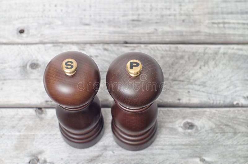 Top View of Wooden Salt and Pepper Shakers Stock Image - Image of ...