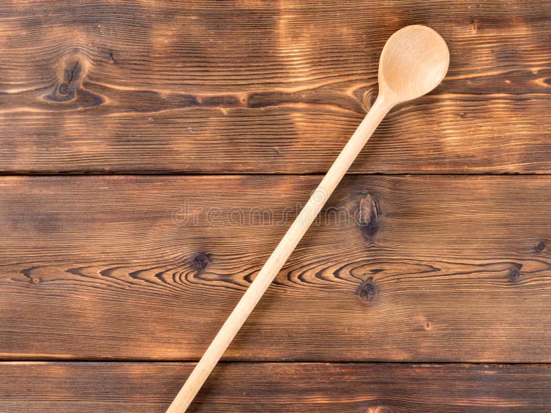 Top View of the Wooden Spoon on Wooden Background Stock Image - Image ...