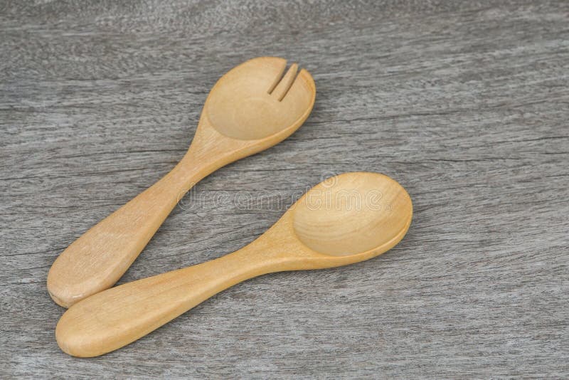 Top View of Wooden Spoon and Fork Set for Meal Stock Image - Image of ...