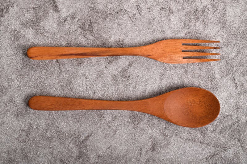 Top View of Wooden Spoon and Fork Stock Photo - Image of accessory ...