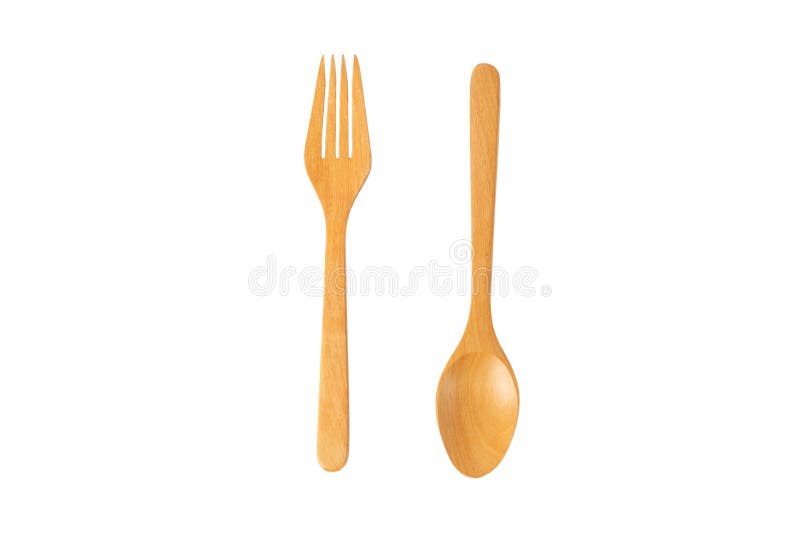Top View Wooden Spoon and Fork Stock Image - Image of texture, path ...