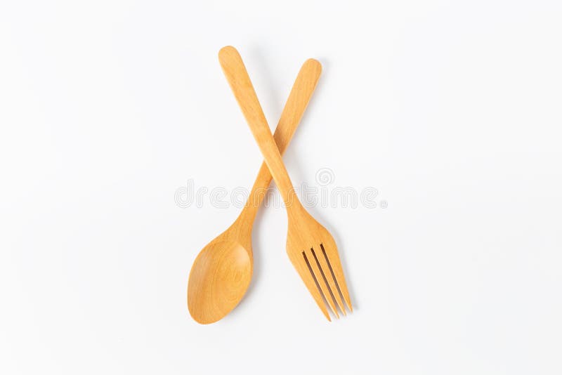 Top View Wooden Spoon and Fork Stock Photo - Image of cook, object ...