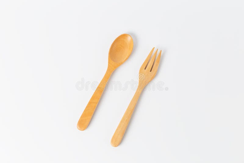 Top View Wooden Spoon and Fork Stock Photo - Image of home, cooking ...