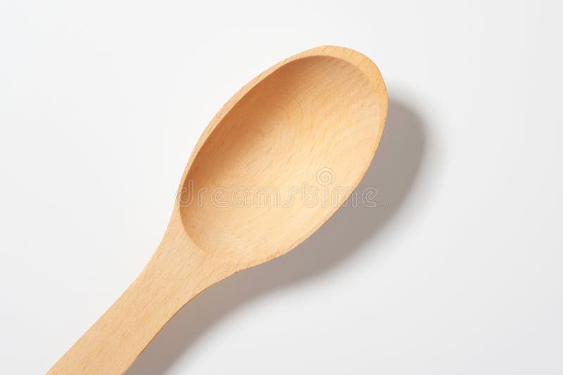 Top View of Wooden Spoon with Shadow, on Light Background Stock Photo ...