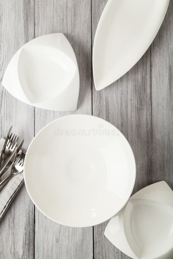 Top View Wooden Table Setting with Copyspace Stock Image - Image of ...