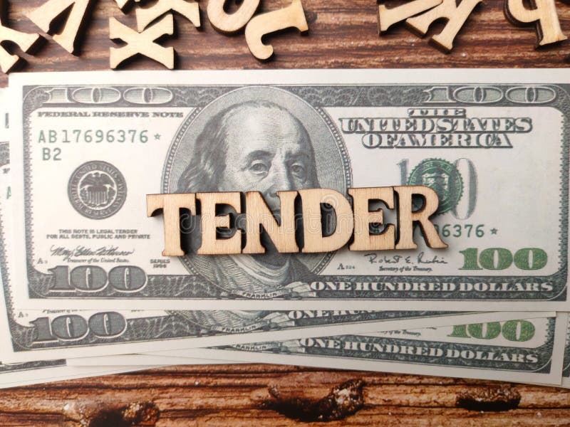 Top View Wooden Word and Banknotes with Text TENDER Stock Image - Image ...