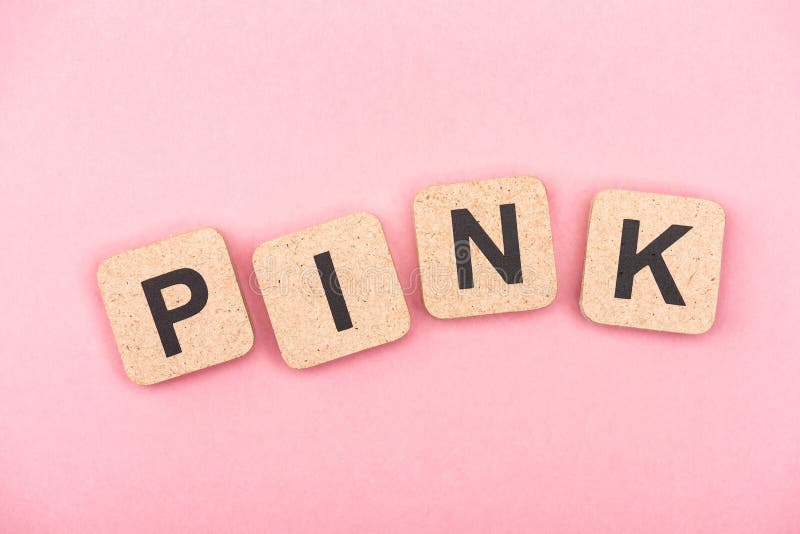 Top view of word pink on stock image. Image of letters - 203218519