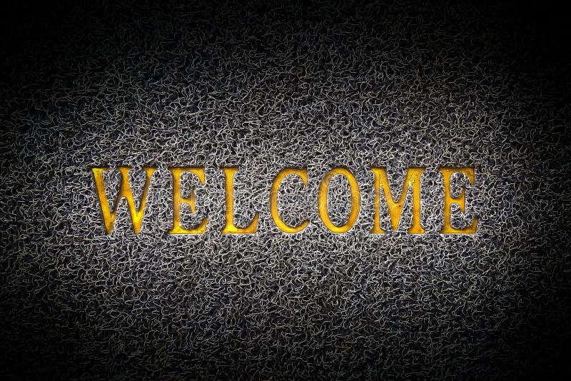 Top view of word `WELCOME` stock photo. Image of carpet - 81506168
