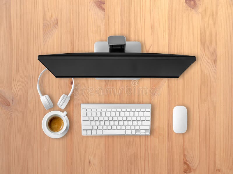 Top View of Work Desk with Computer Equipments. Stock Image - Image of ...