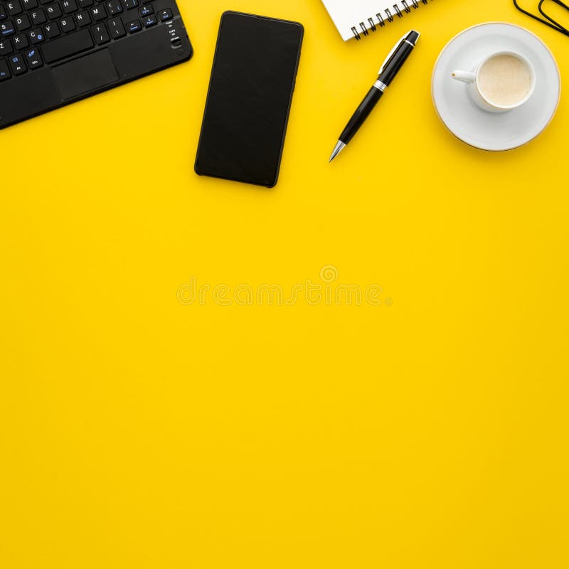 Top View Work Desk. High Quality and Resolution Beautiful Photo Concept ...