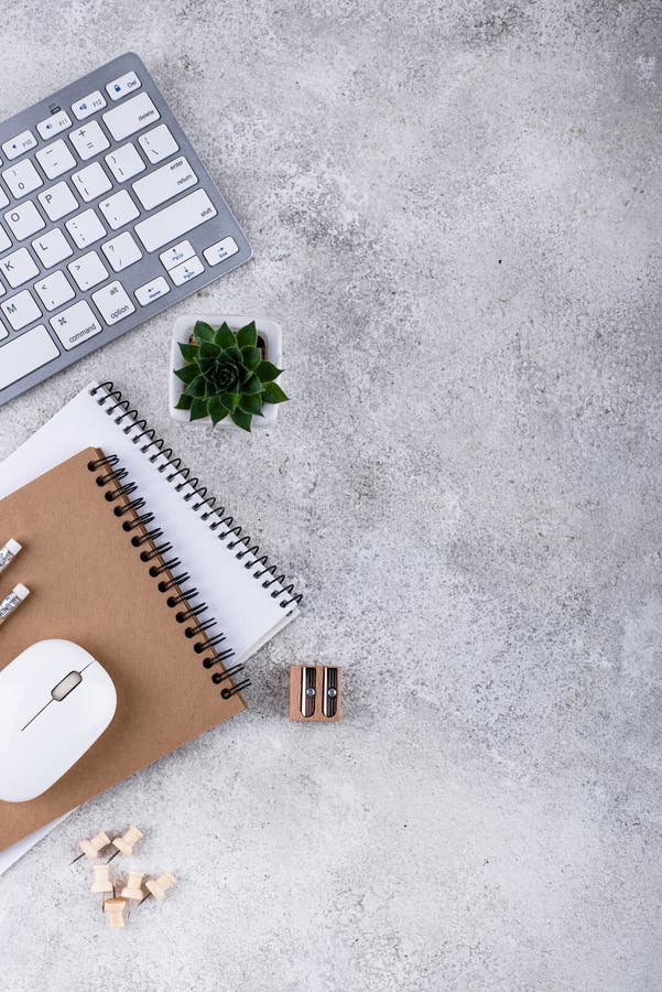 Top View Work Desk Office Workspace Stock Photo - Image of keyboard ...