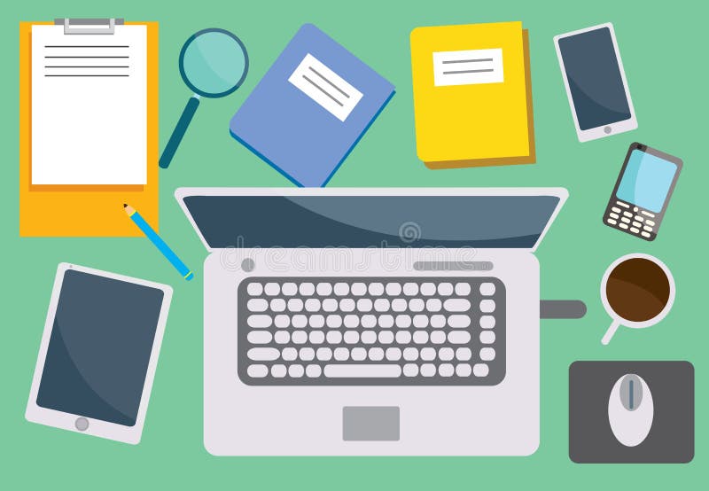 Top View Work Desk stock vector. Illustration of paper - 50822101