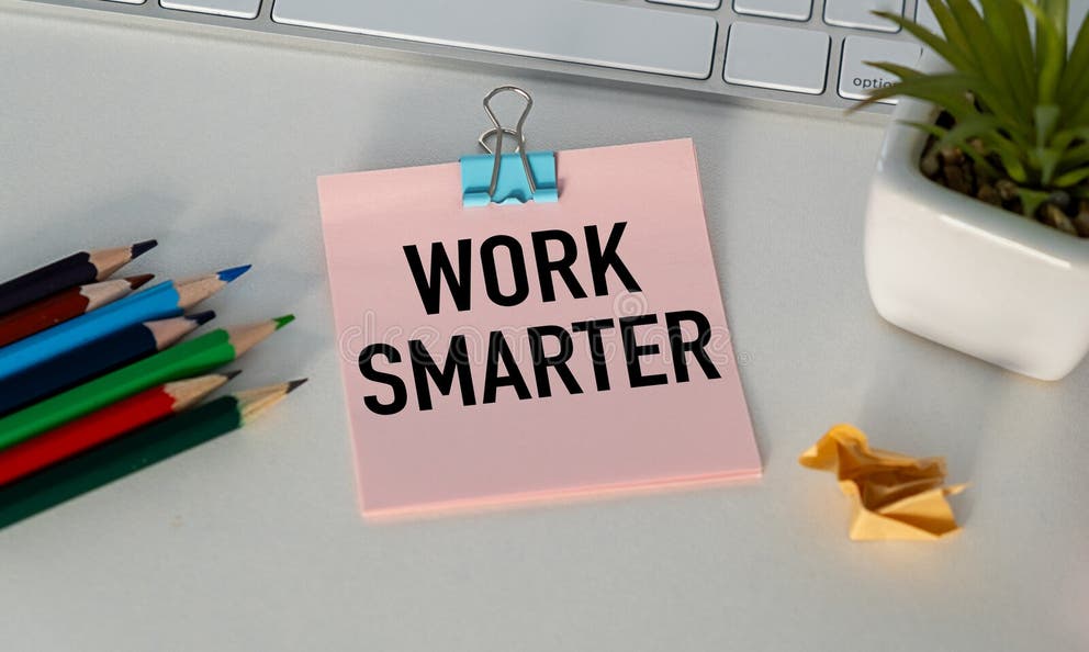 Top View of Work Smarter Text on Pink Sticker on Top of Keyboard ...