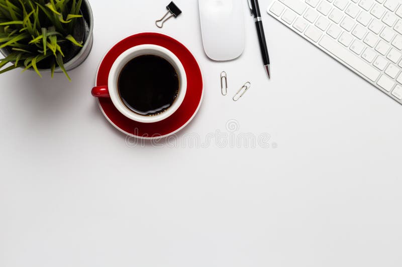 Top View Work Space, Office Desk with Computer,smartphone and Office ...