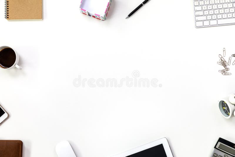Top View Work Space with Tablet and Computer Stock Image - Image of ...