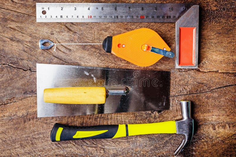 Top View of Working Construction Tools,wrench,hammer,screwdriver,plier ...