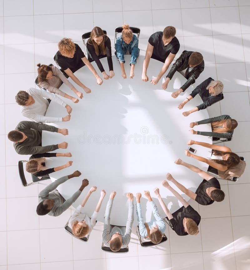 Top View. Working Group in a Class on Team Building Stock Photo - Image ...