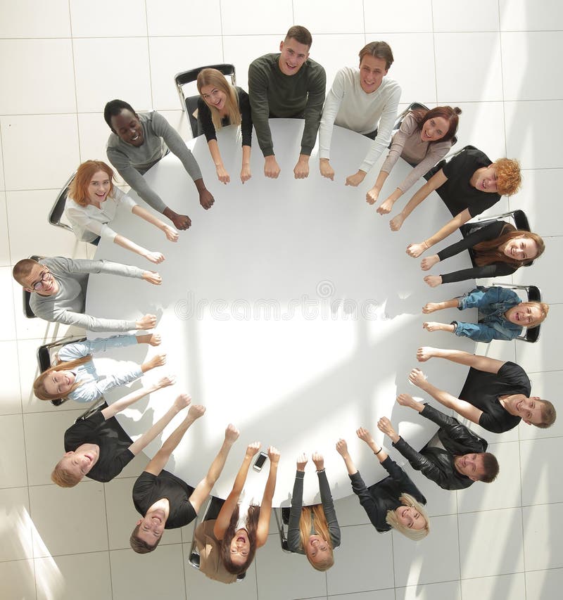 Top View. Working Group in a Class on Team Building Stock Image - Image ...