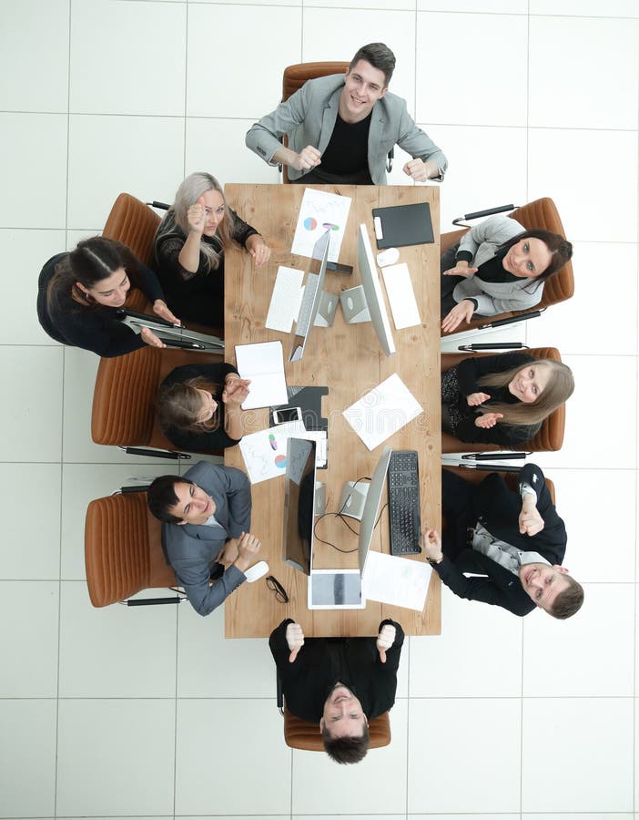 Top View. Working Group Discussing Business Documents Stock Image ...