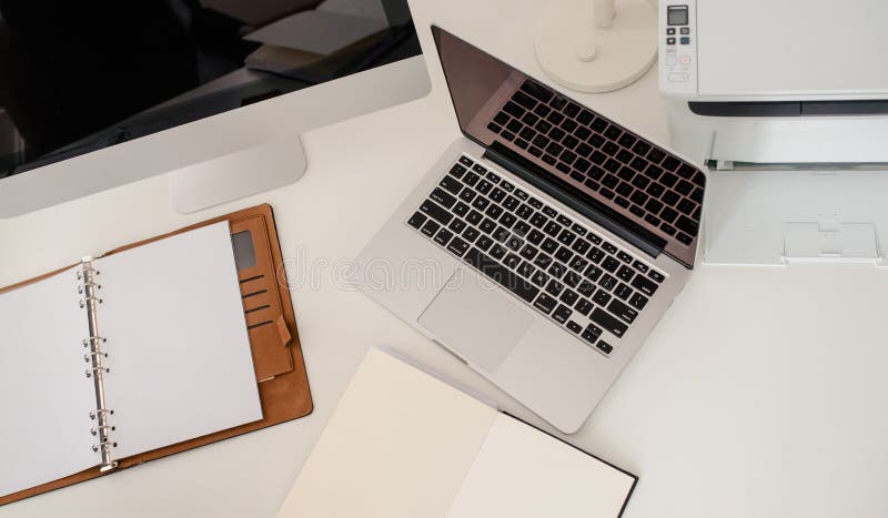 Top View of a Working Table Stock Image - Image of technology ...