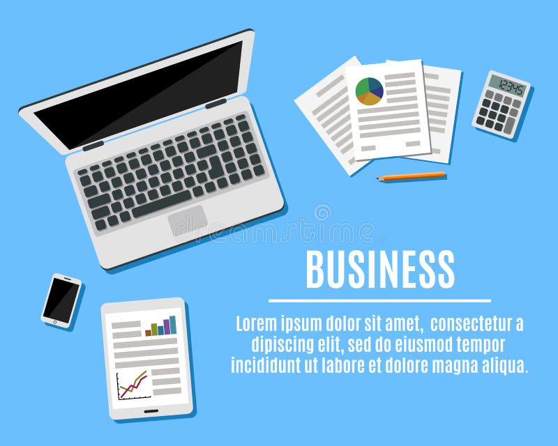 Top View of Workplace with Copy Space Stock Vector - Illustration of ...