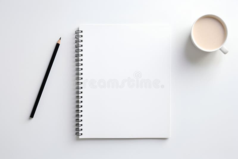 Top View of a Workplace with a Simple Pencil, a Closed Notepad and a ...