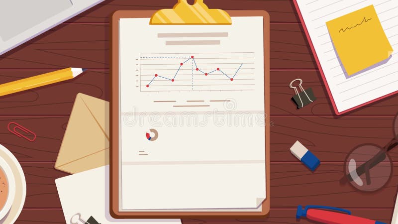 Top View of Workspace Animation Stock Video - Video of finance ...