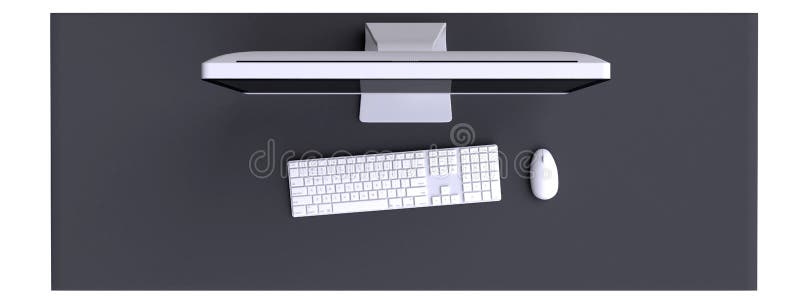Top View of Workspace with Computer and Other Elements on Table. Editorial Image Illustration of realistic table 49615930