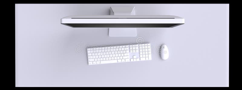 Top View of Workspace with Computer and Other Elements on Table ...