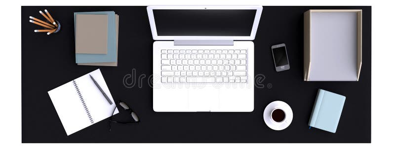 Top View of Workspace with Laptop on Table. Stock Illustration ...