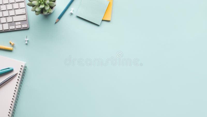Top View of Worktable with Accessories.Business Flat Lay Background ...