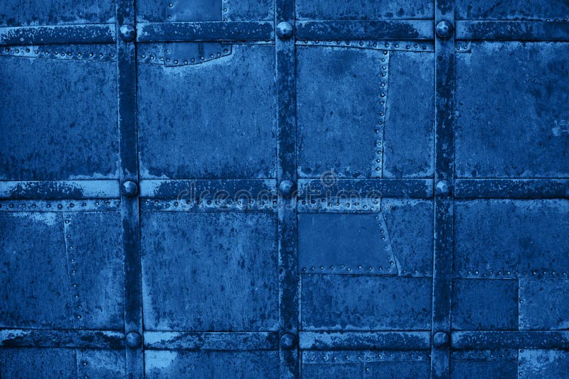Top View of Worn Rusty Squared Metal Background Texture N Blue Color ...