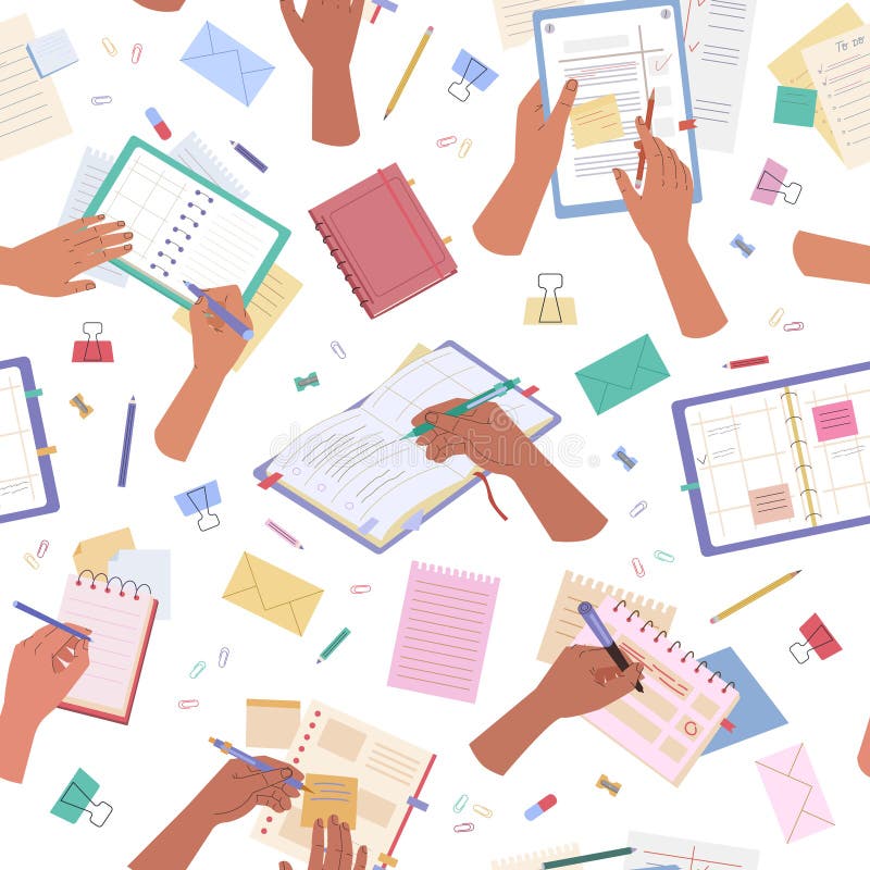 Top View Writing Pattern. Holding Pen and Writing Down Goals Planning ...