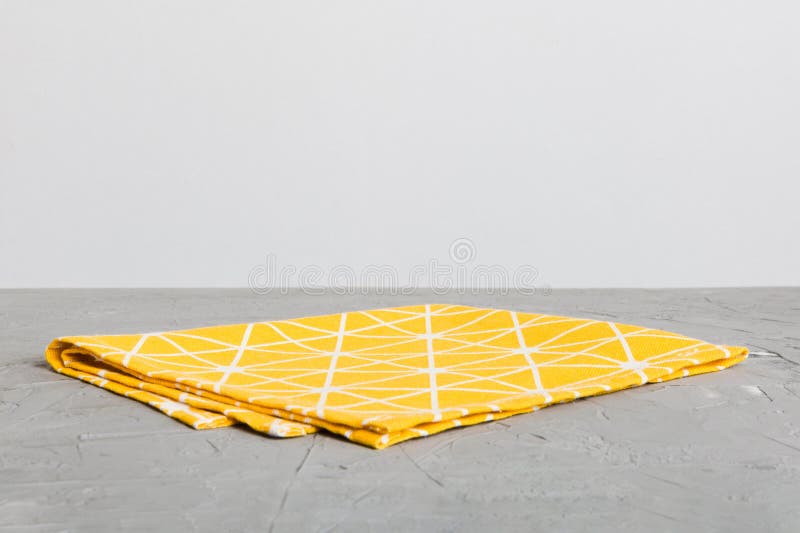 Top View with Yellow Empty Kitchen Napkin Isolated on Table Background ...