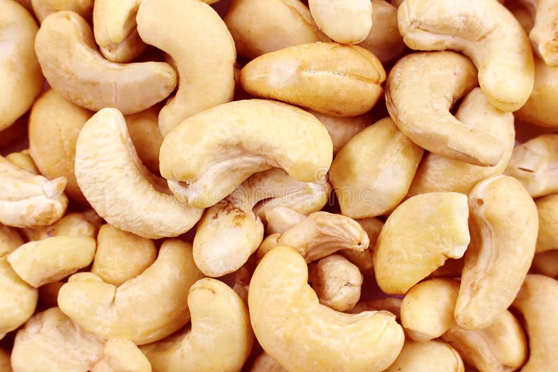 Top View of Yellow Peeled Whole Cashew Nuts Texture Close Up. Stock ...