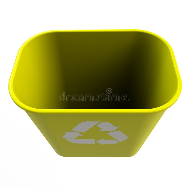 Top View of Yellow Recycling Bin on a White Background. Stock ...