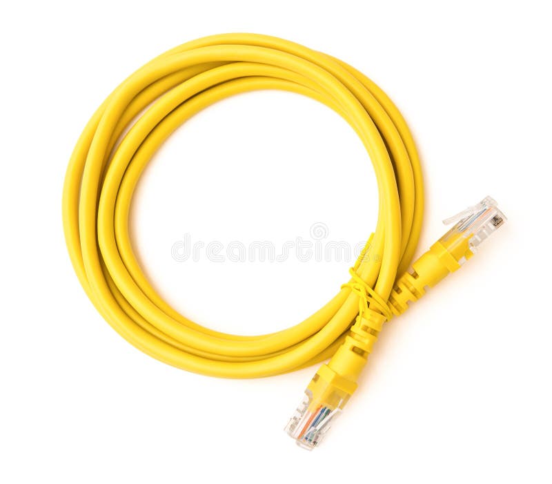 Yellow Rj45 Computer Network Connecting Cable Clipping Path Stock ...