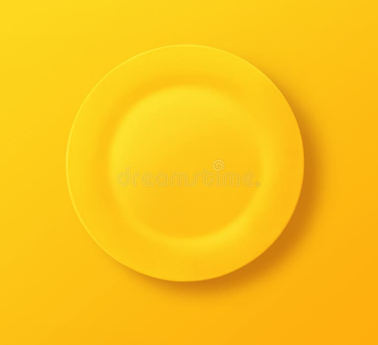 Top View of Yellow Round Plate on Yellow Background Stock Illustration ...