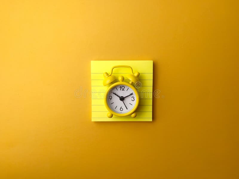 Top View Yellow Sticky Note with Alarm Clock Stock Image - Image of ... Top View Yellow Sticky Note with Alarm Clock Stock Image - Image of ...