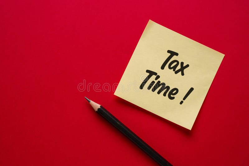 Top View Yellow Sticky Note Tax Time Written Stock Photos - Free ...