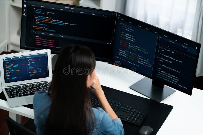 Top View Asian it Creating with Typing Online Information on Pc. Stratagem. Stock Image - Image ...