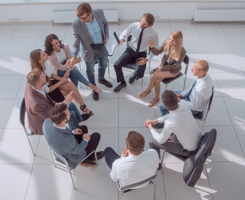 Young Employees Ask Questions during Business Training Stock Photo ...