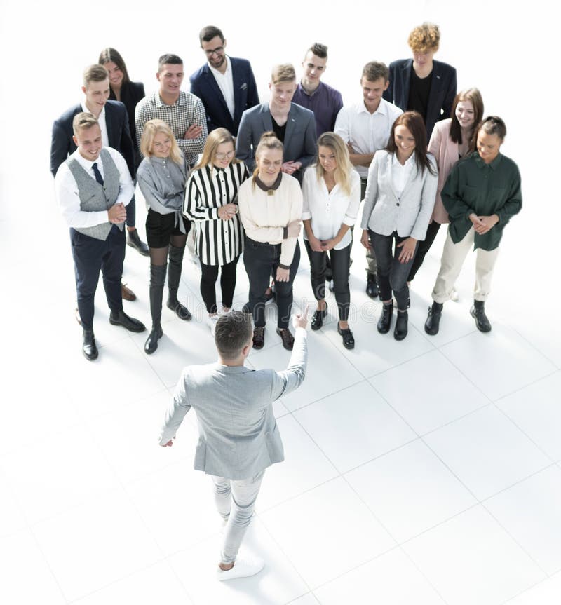 Top View. Young Leader Standing at the Front of the Business Team Stock ...