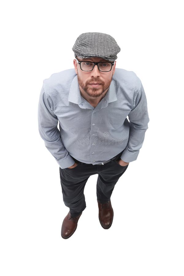 Top View. a Young Man in a Checkered Cap Stock Photo - Image of ...