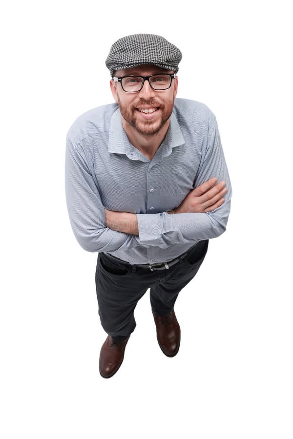 Top View. a Young Man in a Checkered Cap Stock Image - Image of plaid ...