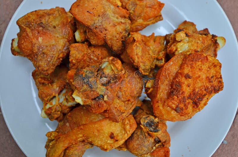 Top View of Yummy Fried Salt Chicken Dish Stock Photo - Image of snack ...