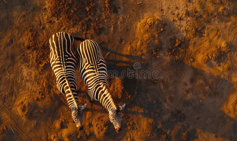 Top View of a Zebra Pair Standing Side by Side Stock Image - Image of ...